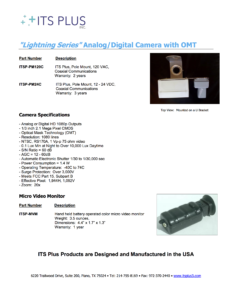 Camera Data Sheet – ITS